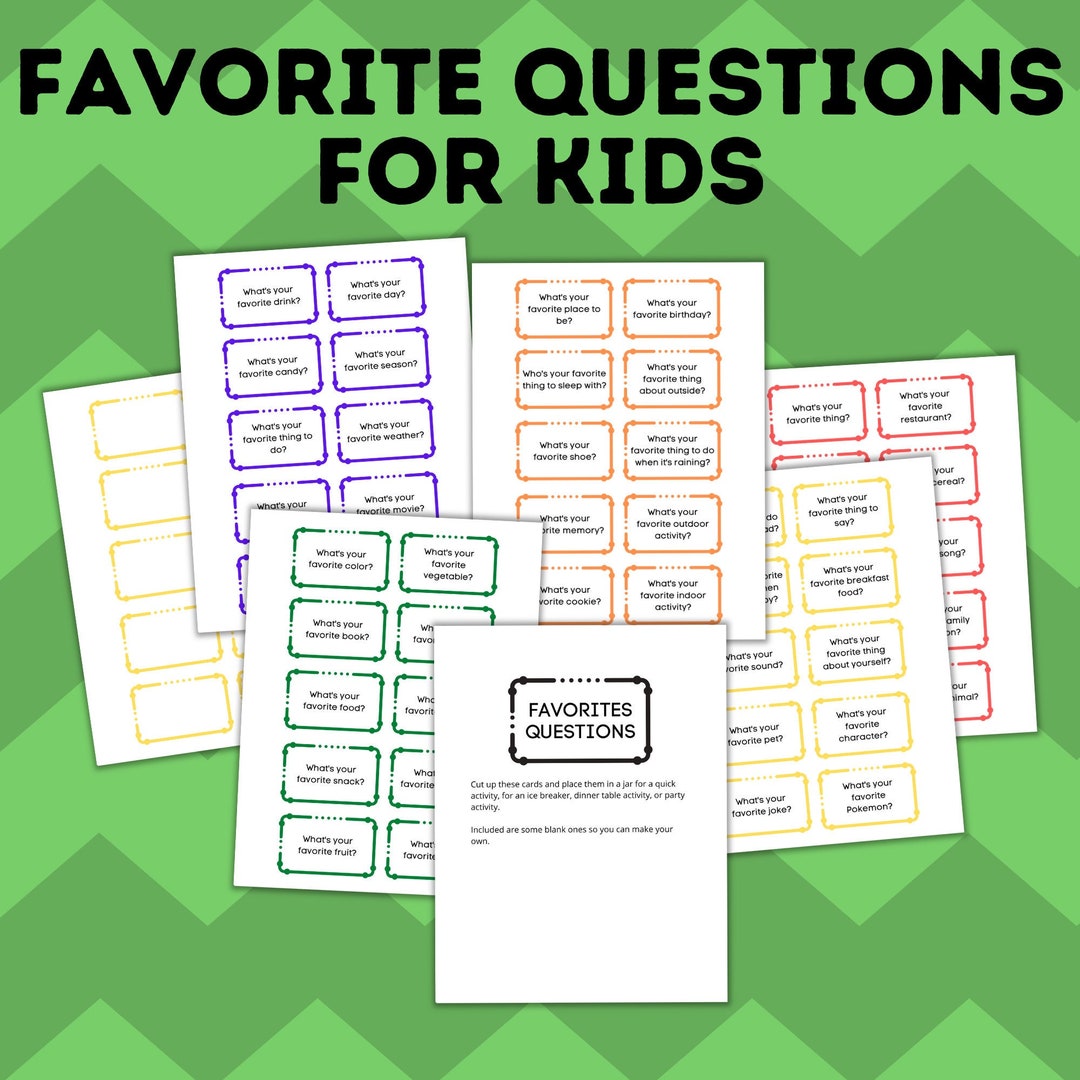 What's Your Favorite Questions for Kids Cards | Question Cards for Kids ...