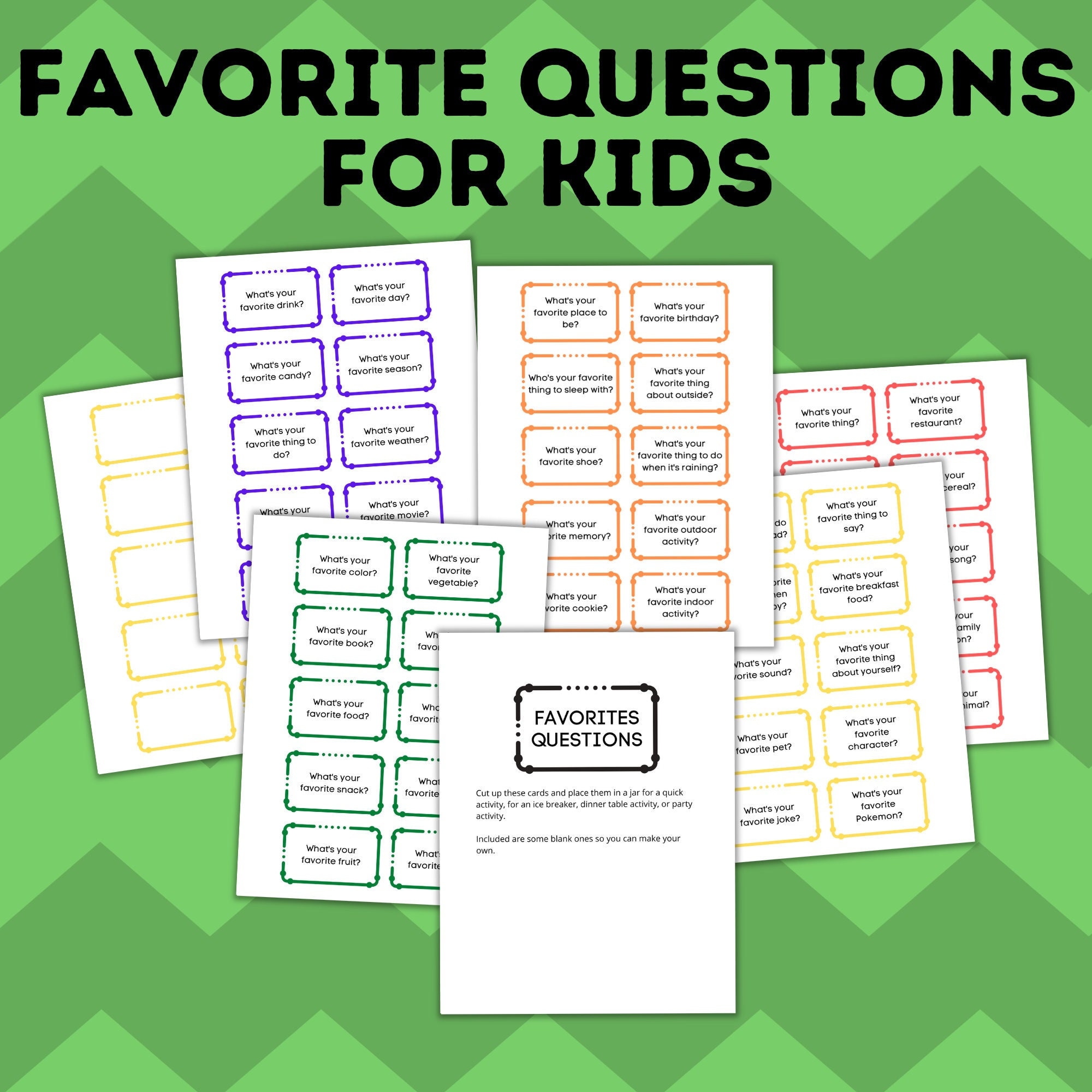 What's Your Favorite Questions for Kids Cards | Question Cards for Kids ...