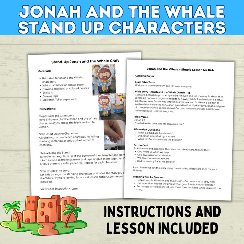 Jonah and the Whale, Biblical Characters Craft, Bible Story Lessons ...