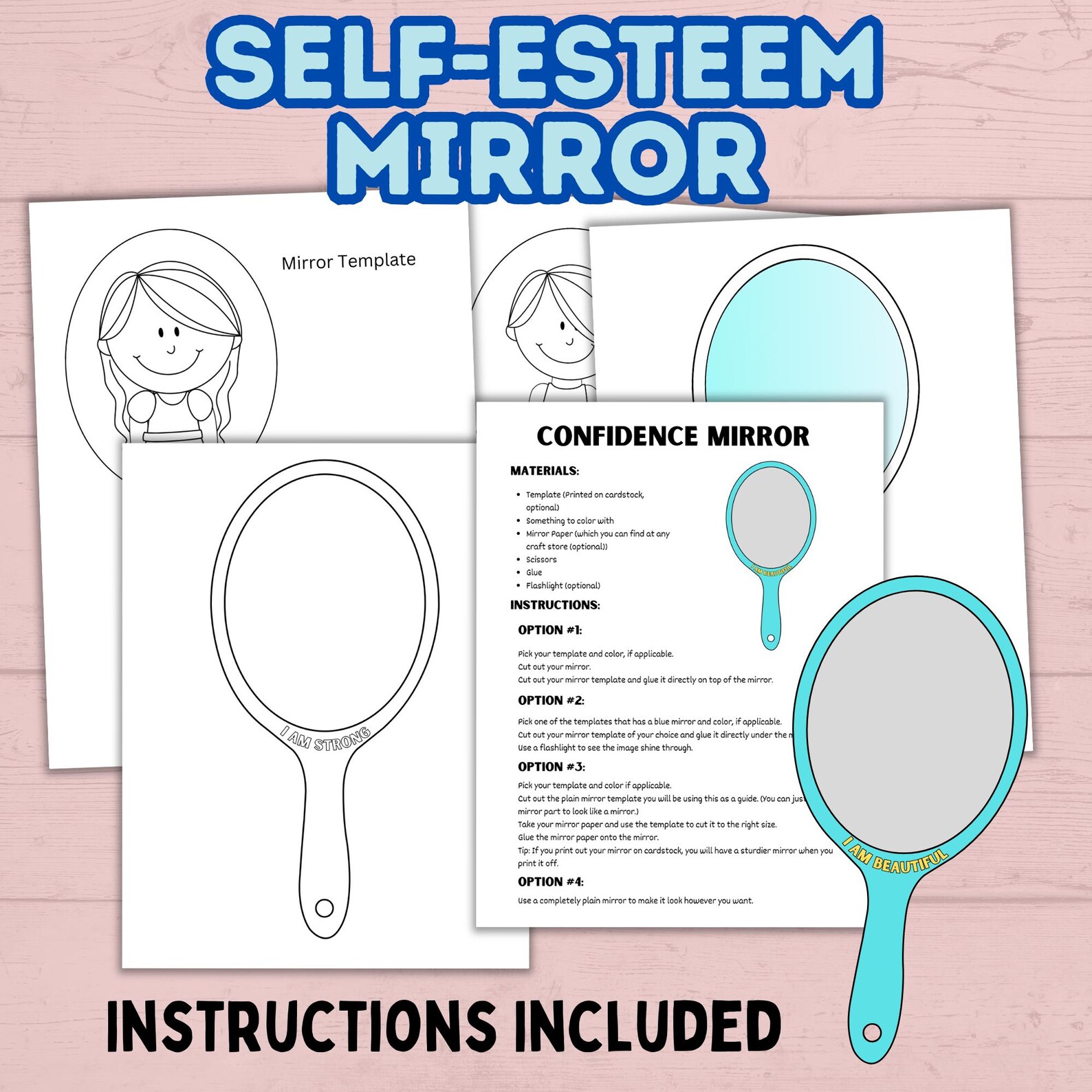 Self Esteem Confidence Coloring Page Mirror Craft for Kids, Love ...