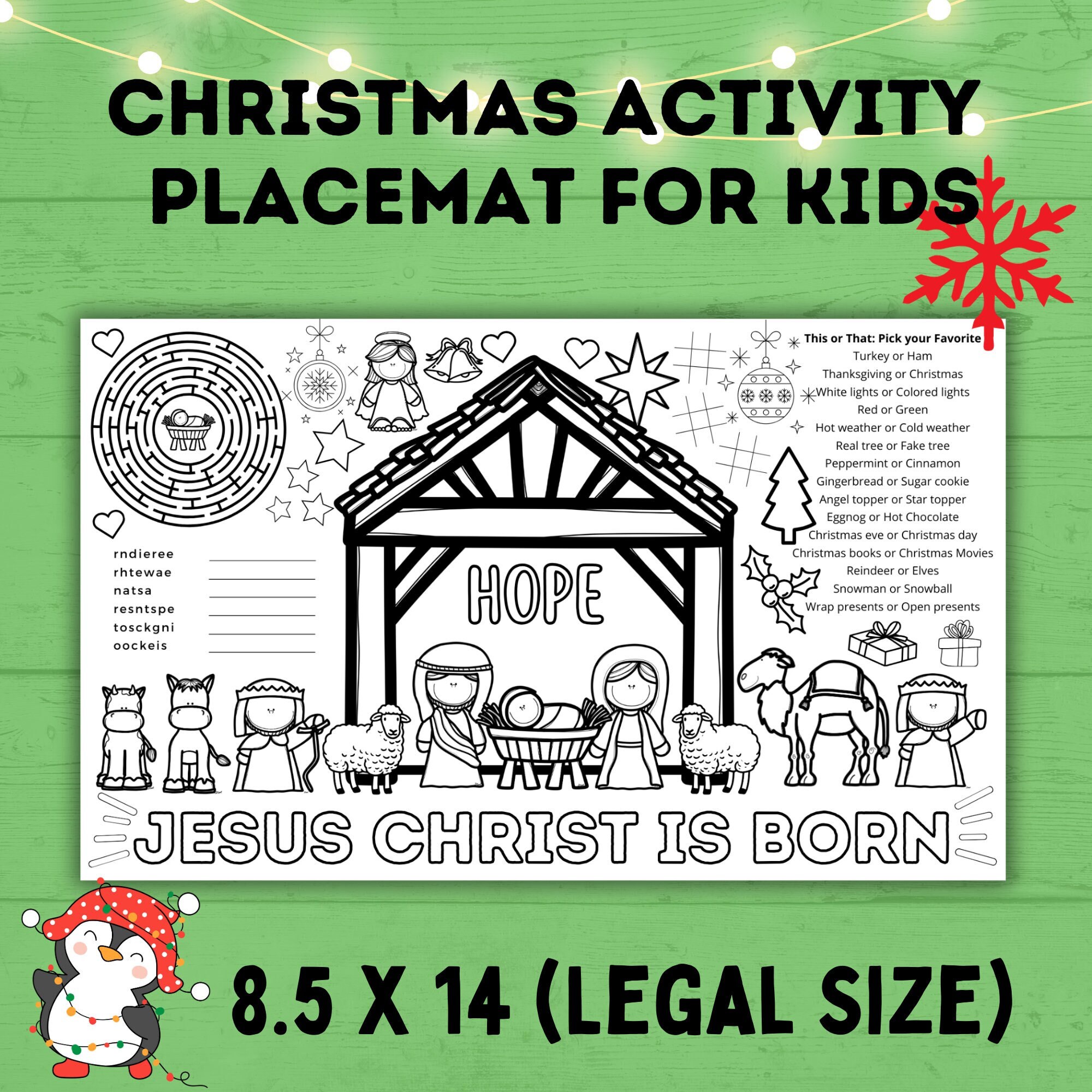 Christmas Nativity Placemat for Kids | Kids Placemat | Christmas ...