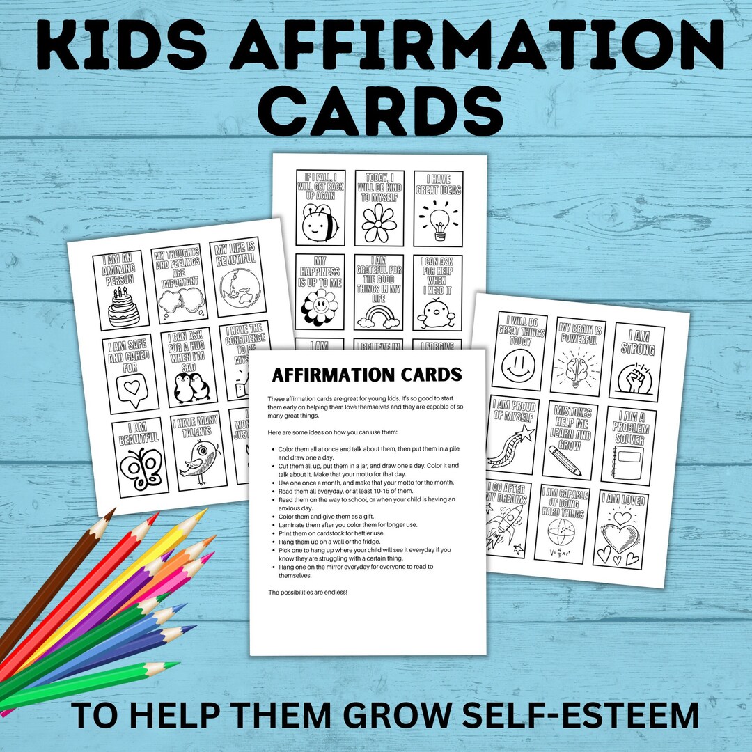 Kids Affirmation Cards, Positive Notes and Quotes, Downloadable ...