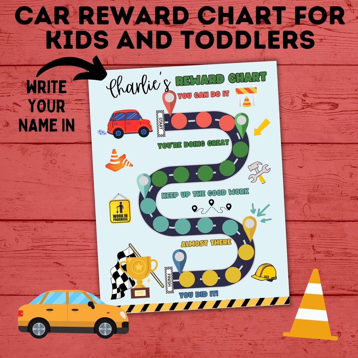 Car Reward Chart for Kids and Toddlers | Reward Chart | Chore Chart for ...