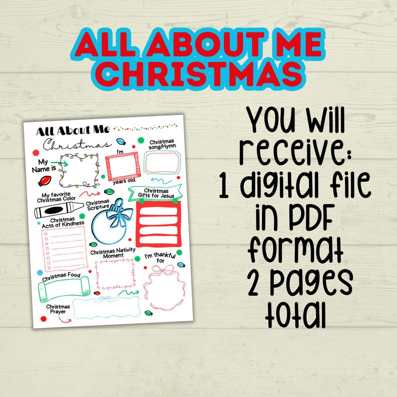 All About Me Questionnaire Survey Christmas, Kids Holiday Activity ...