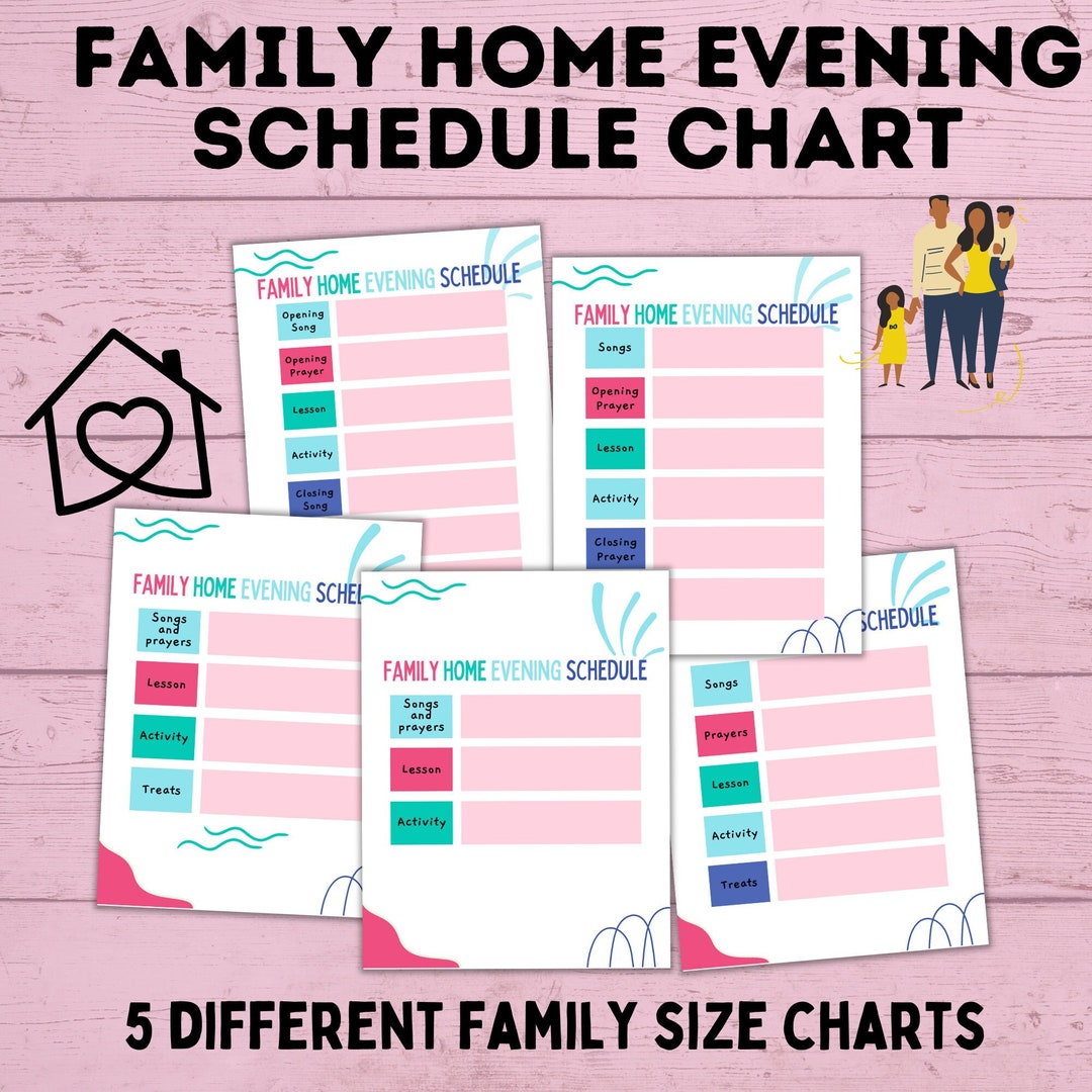 Family Home Evening Schedule Chart | FHE Chart | FHE Schedule | Family ...