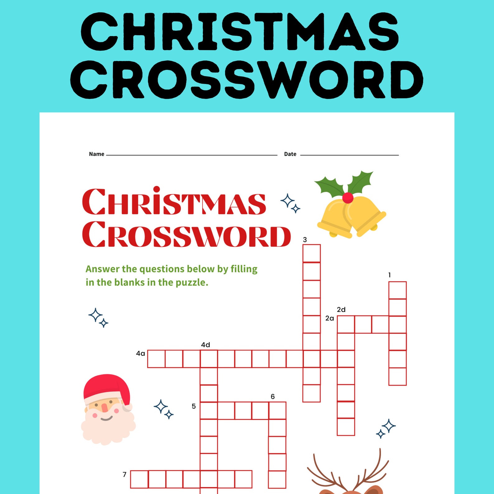 Christmas Crossword | Christmas Activities for Kids | Christmas Games ...