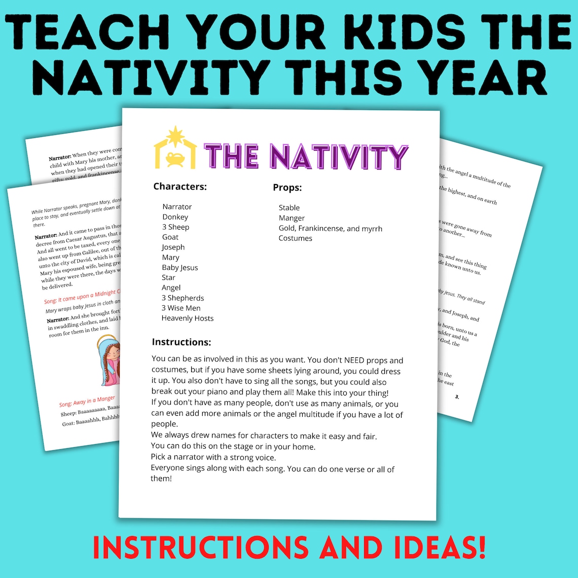 The Nativity Scene for Kids | the Nativity Skit | Nativity Script | Act ...