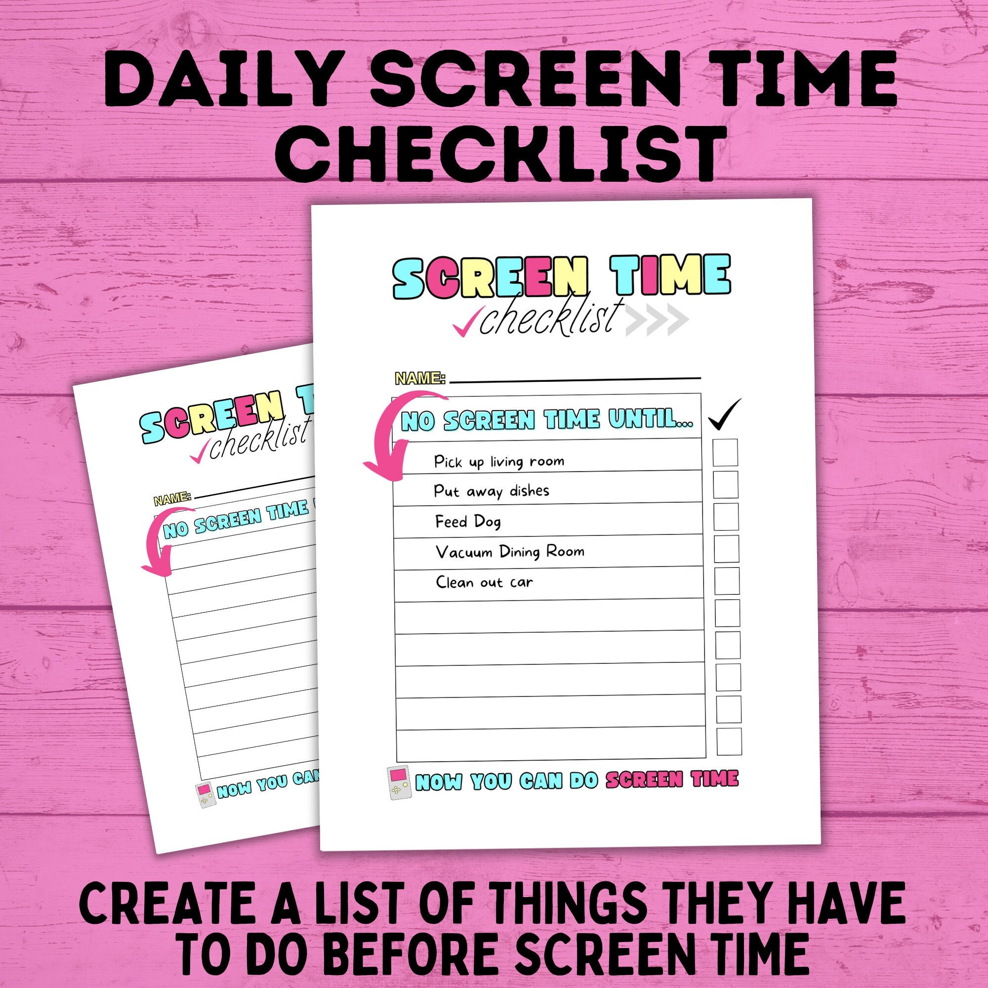 Daily Screen Time Checklist | Checklist for Kids | Screen Time Reward ...