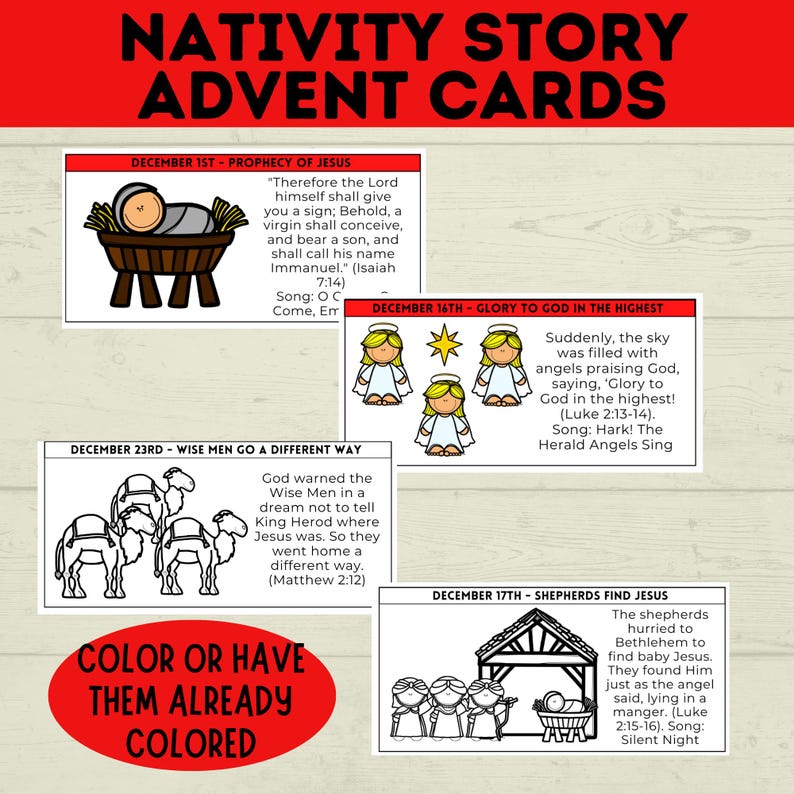 Kids Advent Calendar | Nativity Story Cards | Kids Advent Calendar ...
