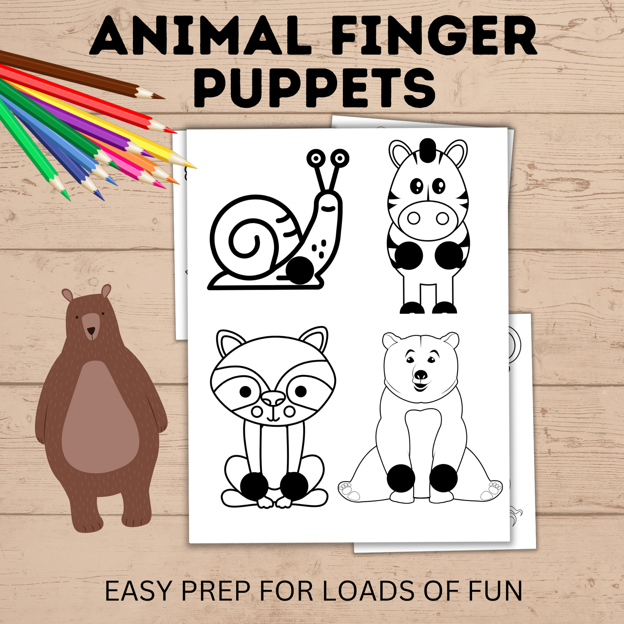 Animal Finger Puppets | Paper Finger Puppets to Color | Printable ...