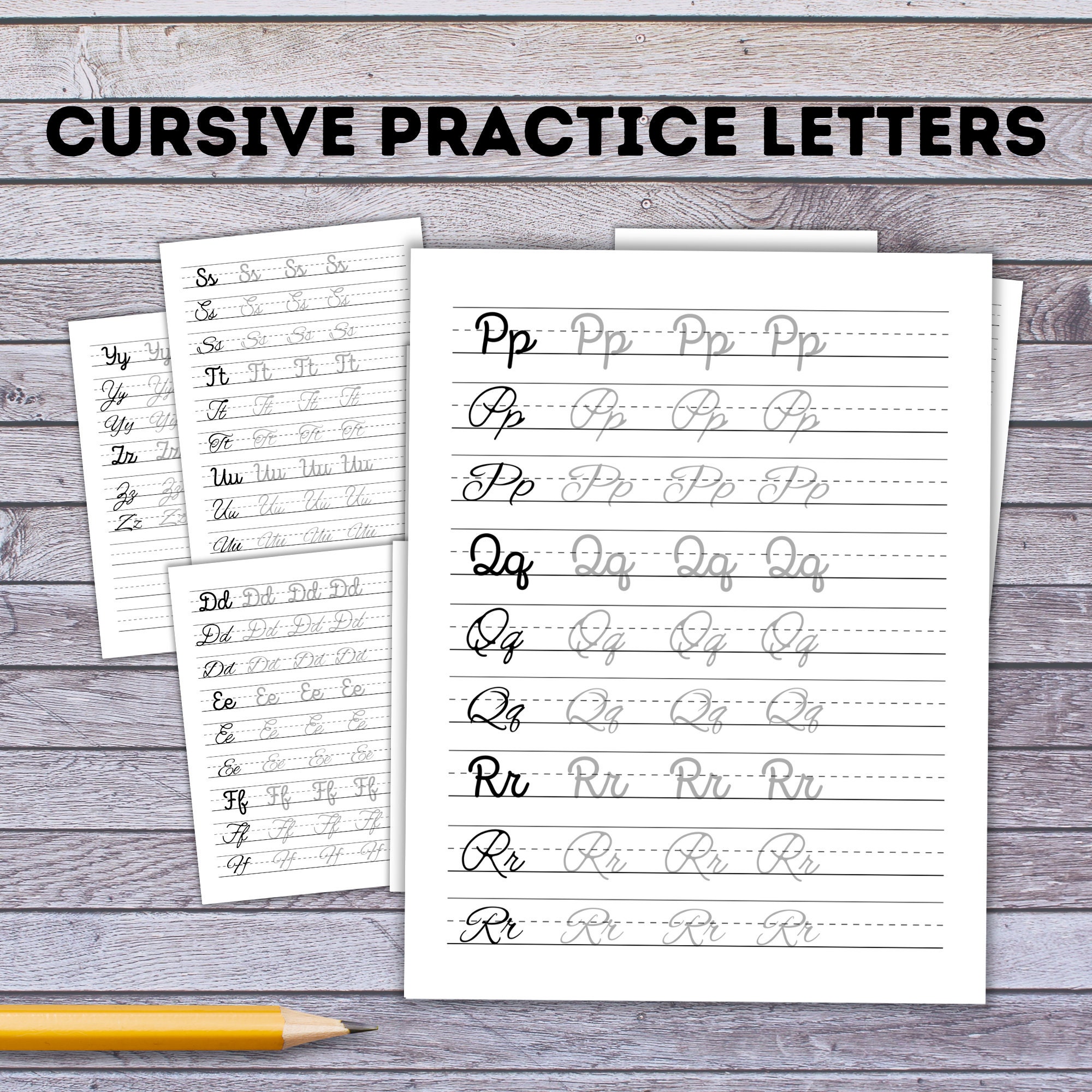 Cursive Alphabet Practice Sheets With Different Fonts | Handwriting ...