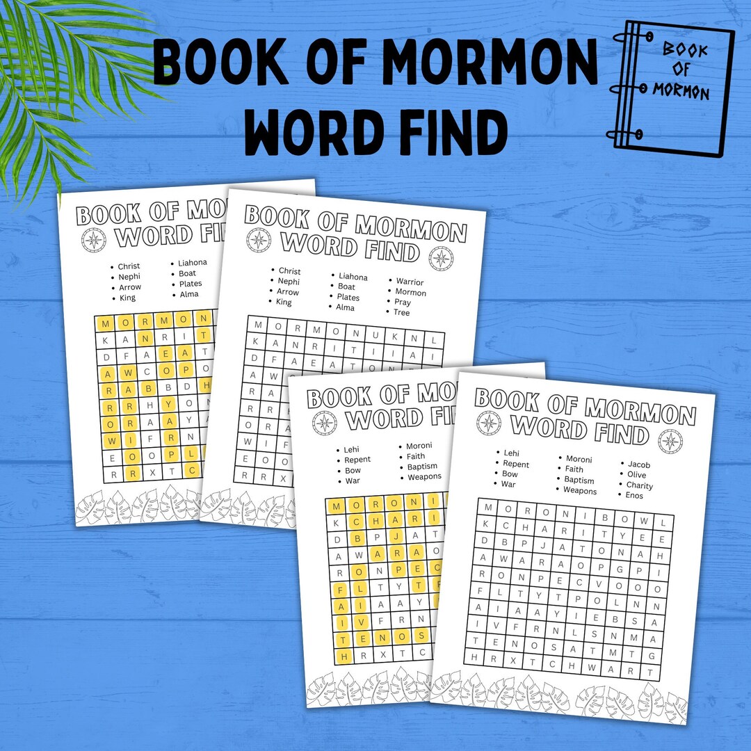 Book of Mormon Word Find: Kids' Activity, Sunday School Printable (PDF ...