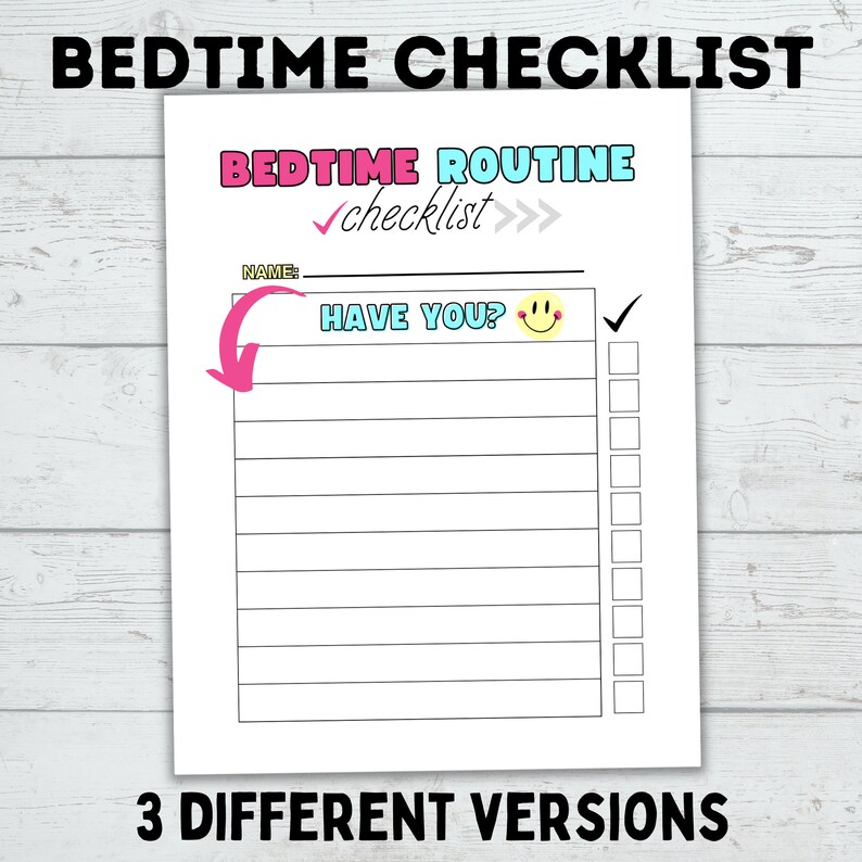 Daily Routine Checklist for Kids | Morning Routine Checklist | Bedtime ...