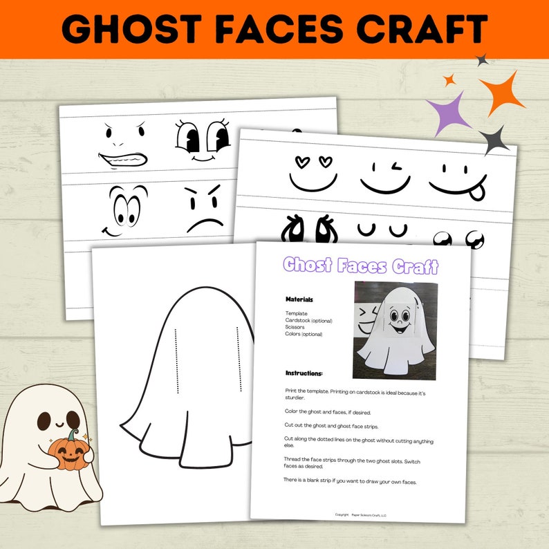 Ghost Craft Ghost Faces Craft Halloween Craft Kids Craft Craft Template ...