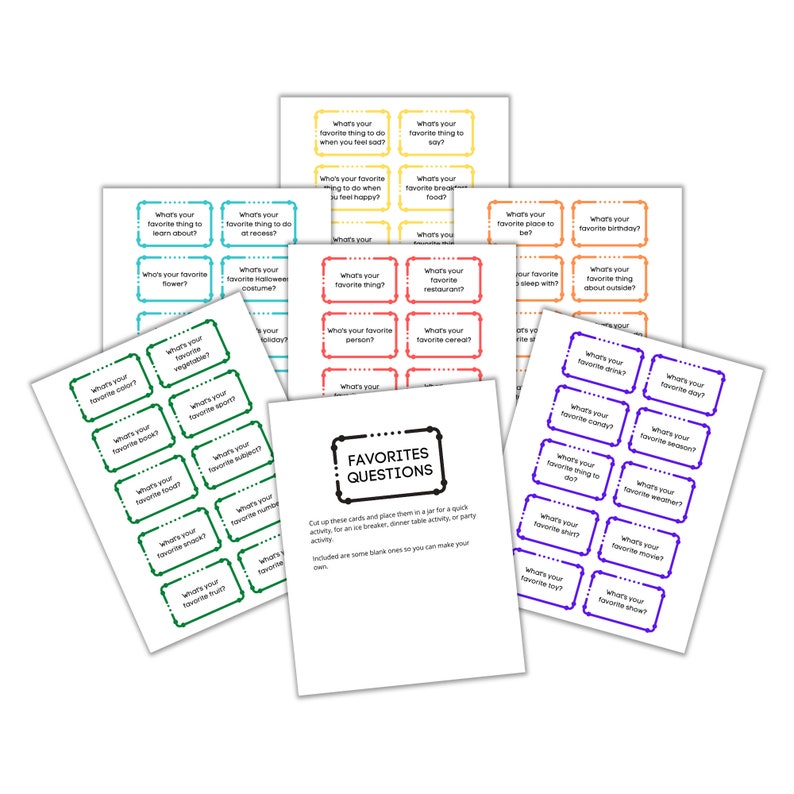 What's Your Favorite Questions for Kids Cards Question | Etsy