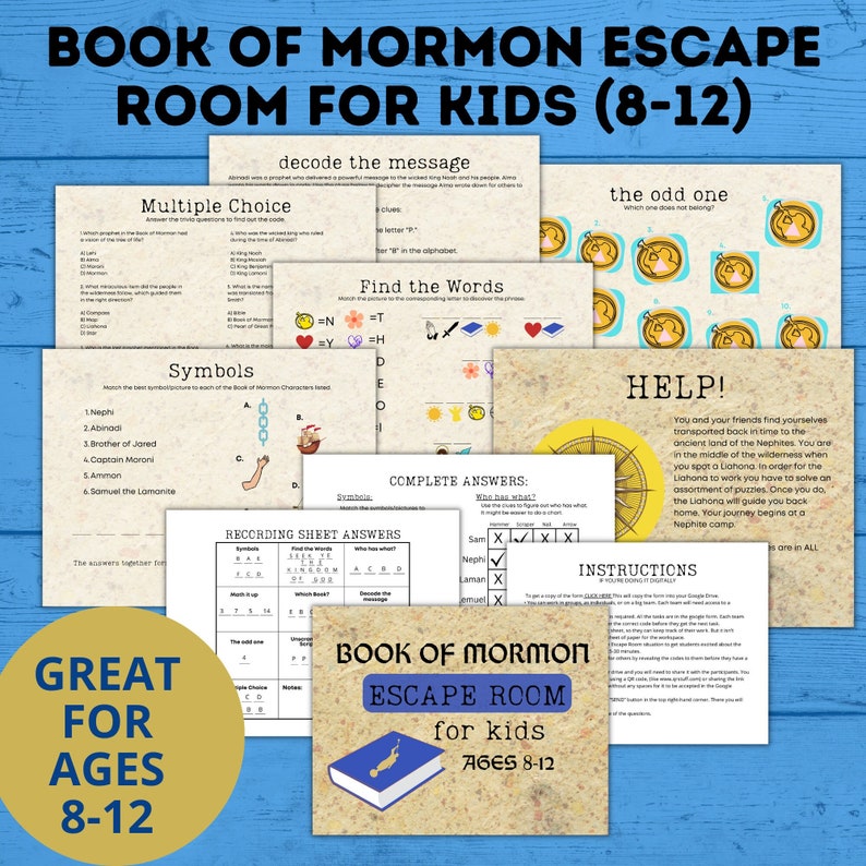 Book of Mormon Escape Room for Kids Ages 8-12 | Book of Mormon Games ...