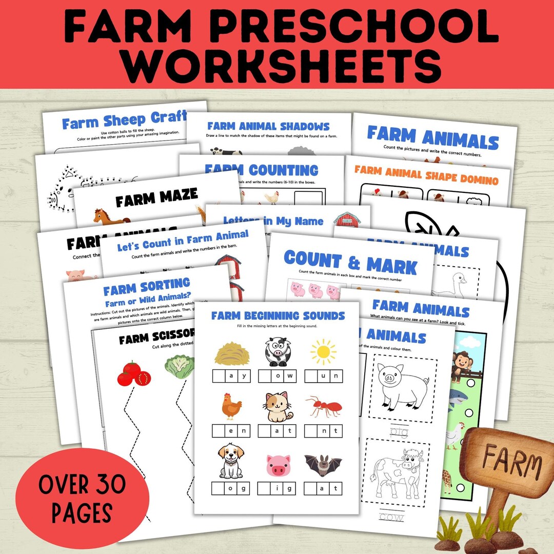 Farm Preschool Worksheets | Farm Activity | Farm Printables | Counting ...