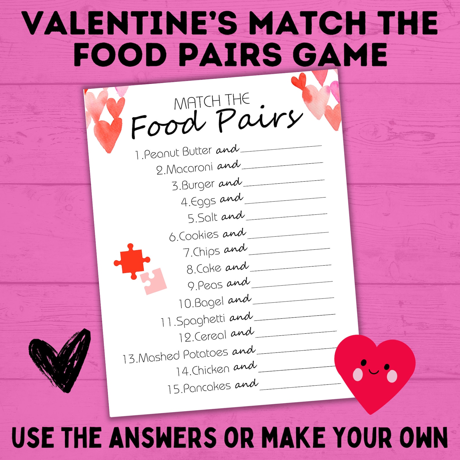 Valentine's Day Games | Valentine's Day Match Game | Food Pairs Game ...