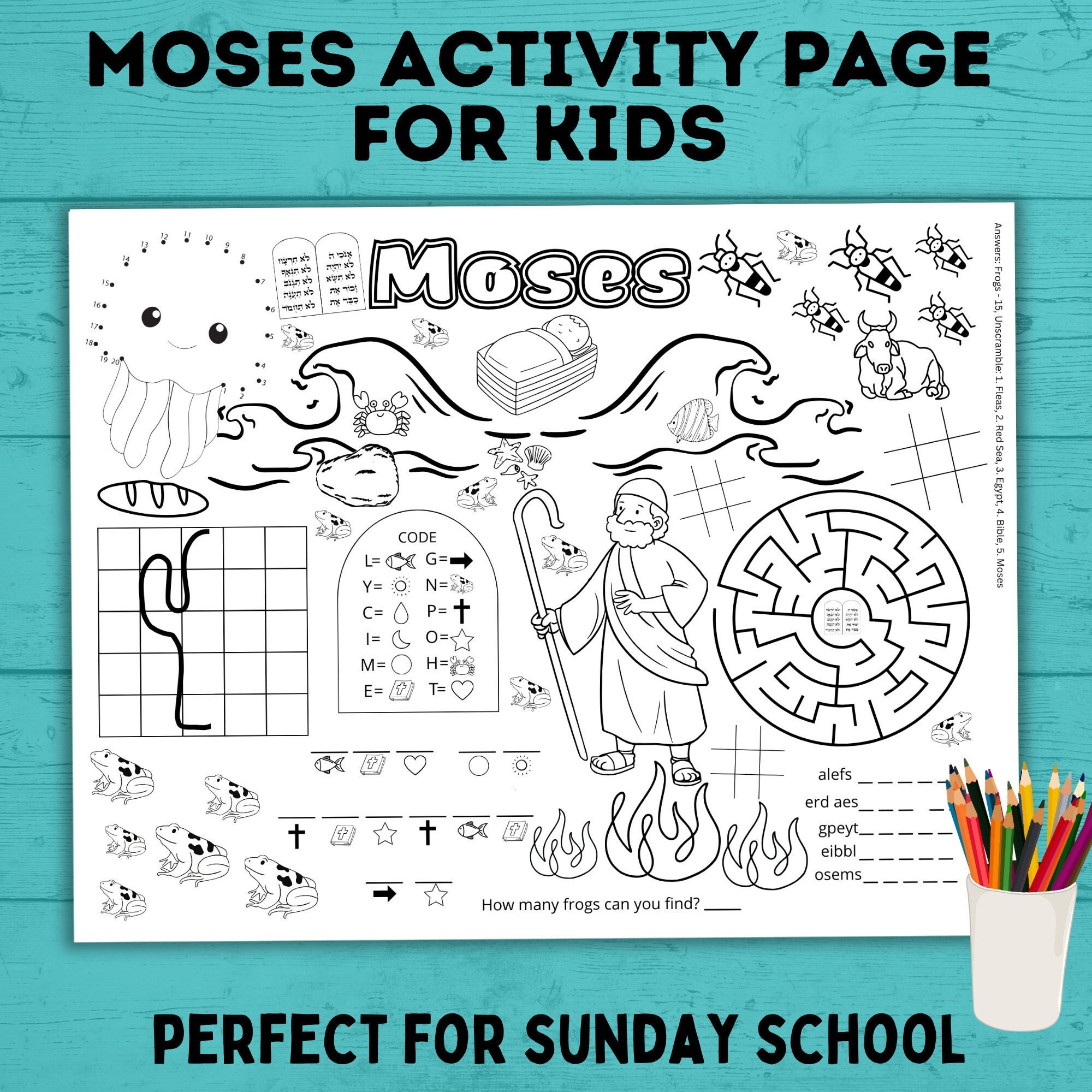 Moses Coloring Sheet | Sunday School Activity Page | Bible Activity ...
