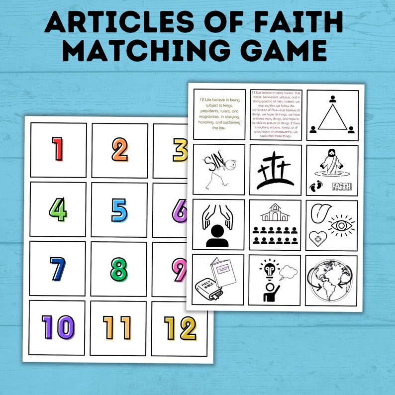 Articles of Faith Matching Game for Families FHE Game Articles of Faith ...