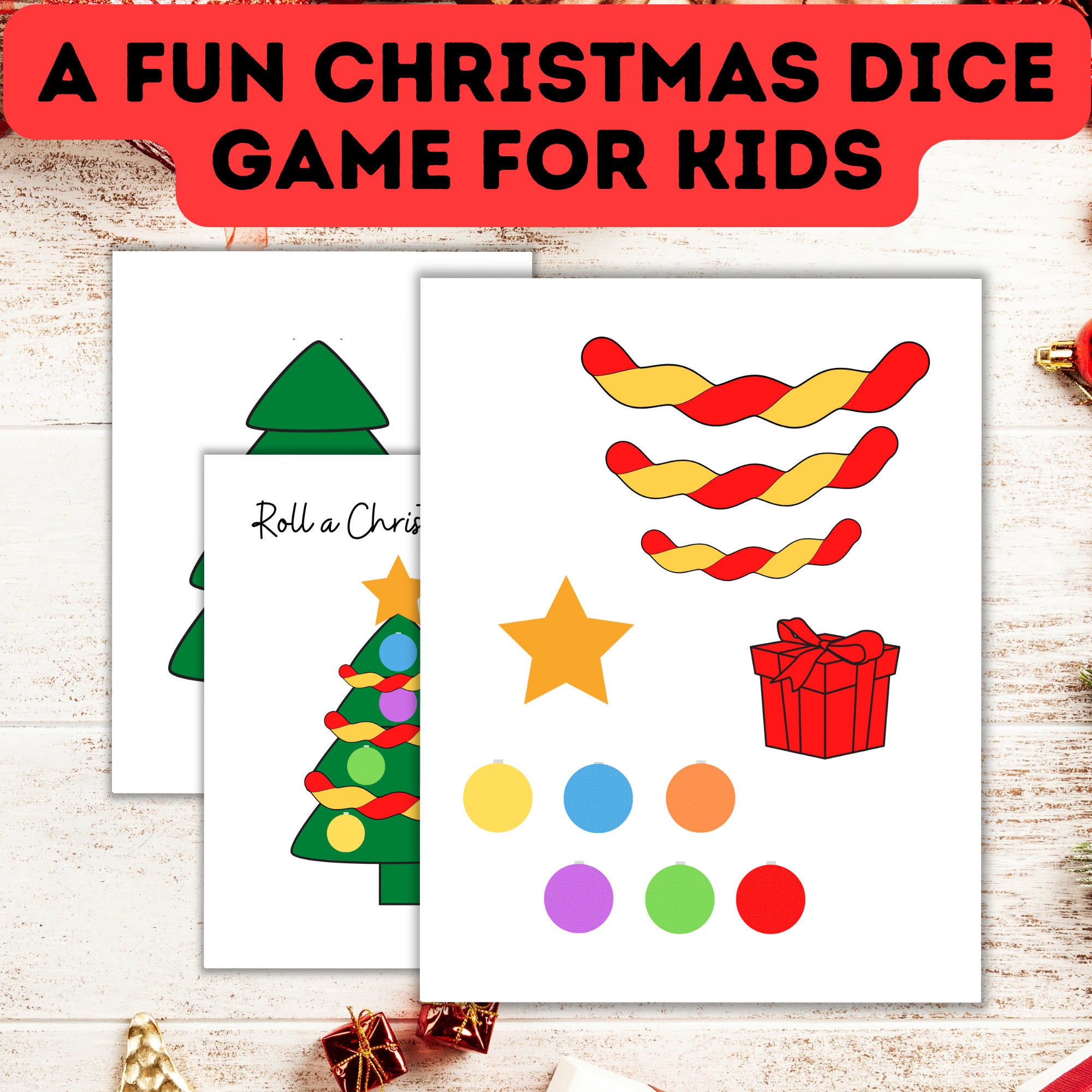 Roll a Christmas Tree Dice Game for Kids Kids Game Christmas Game Party ...