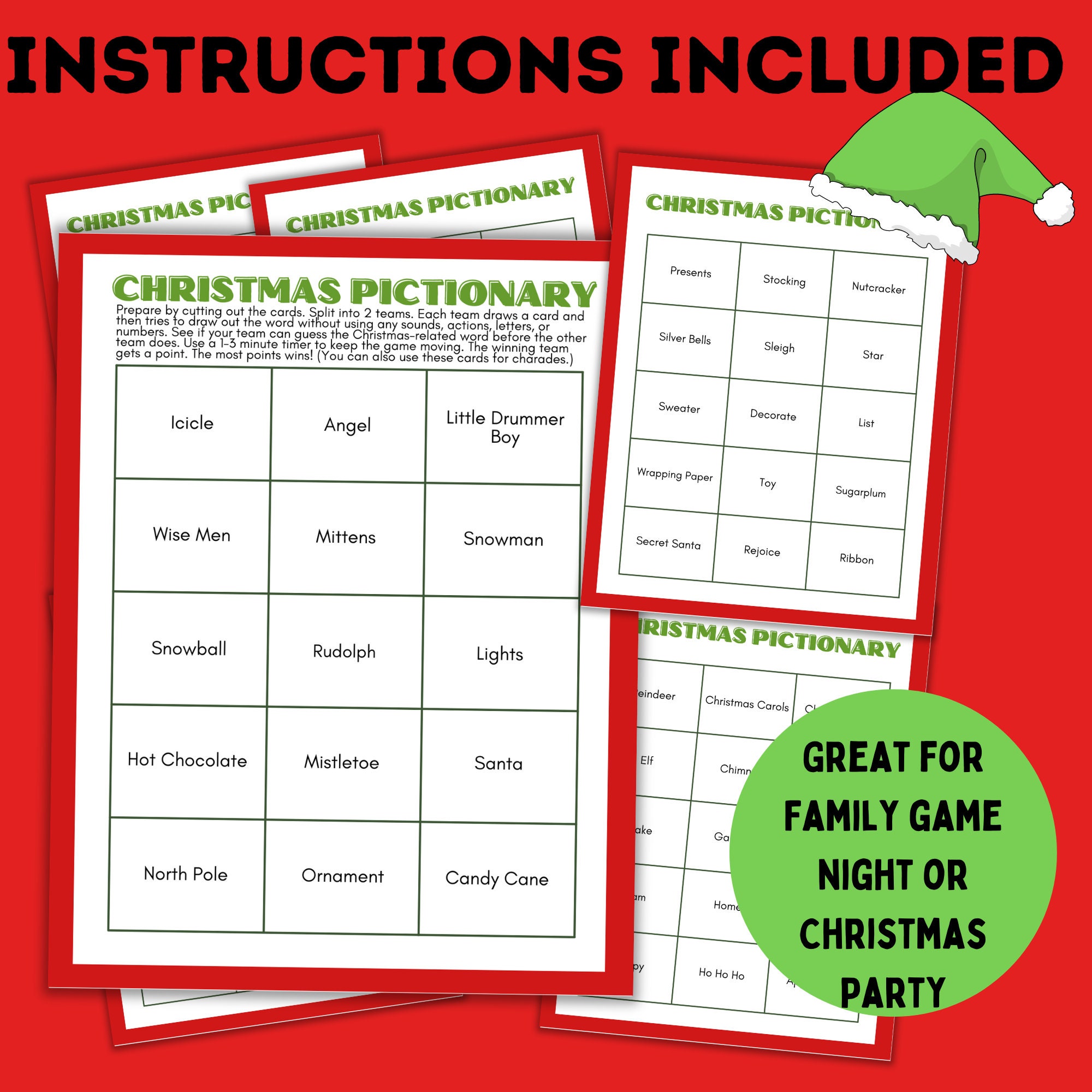 Christmas Pictionary Christmas Word Games Christmas Party Games ...