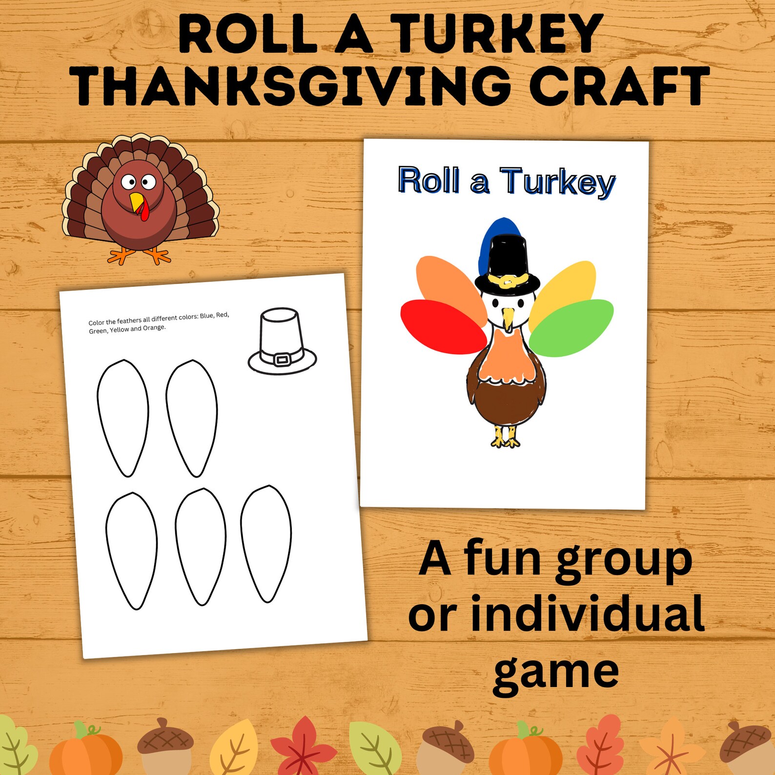 Roll a Turkey | Turkey Thanksgiving Game | Turkey Game | Game Printable ...