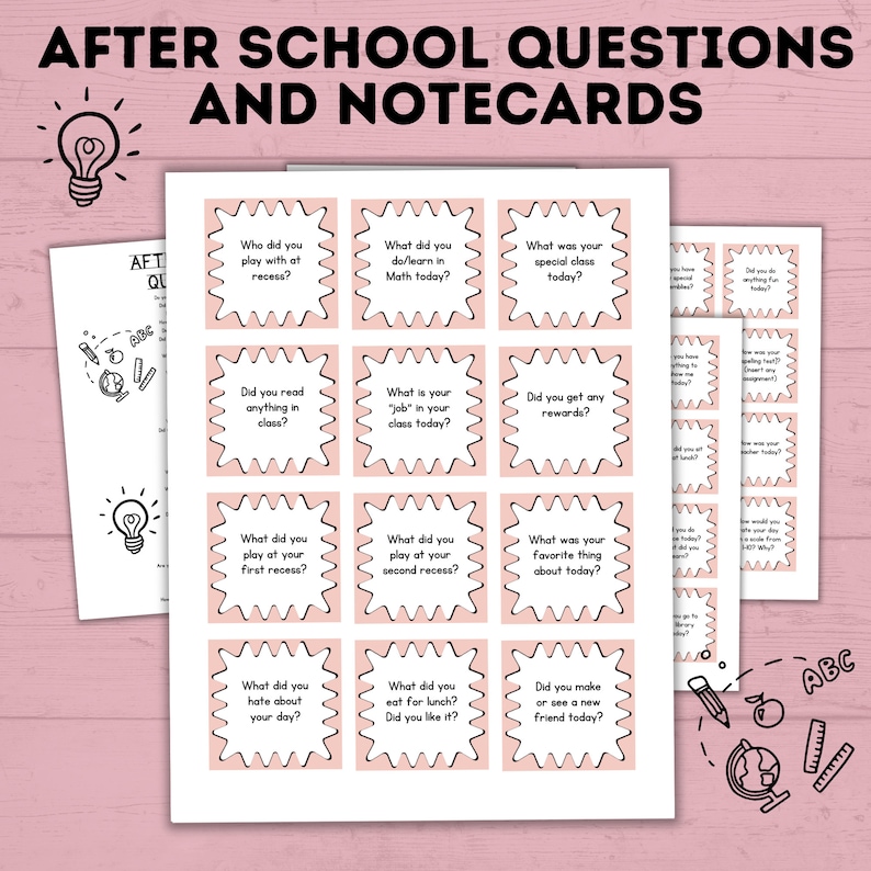 After School Questions for Kids | Kids Questions | Kids Notecards ...