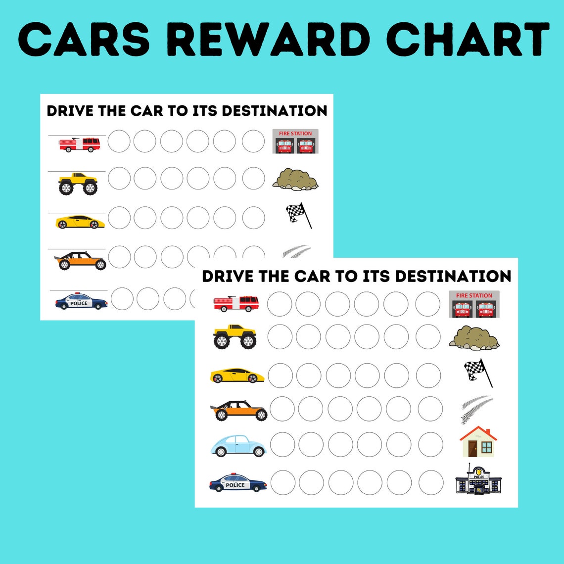 Race Car Reward Chart for Kids | Car Reward Chart | Boys Chore Chart ...