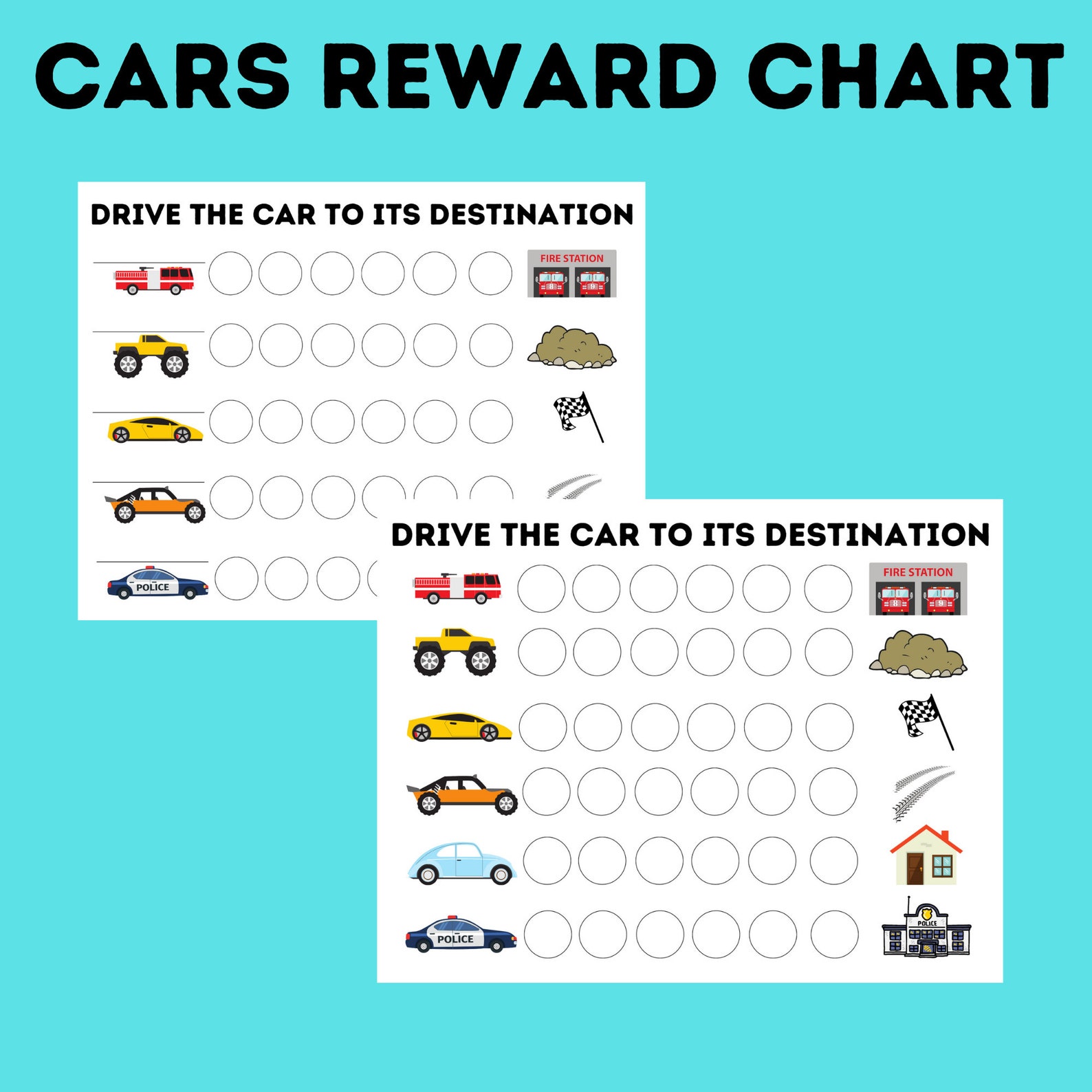 Race Car Reward Chart for Kids | Car Reward Chart | Boys Chore Chart ...