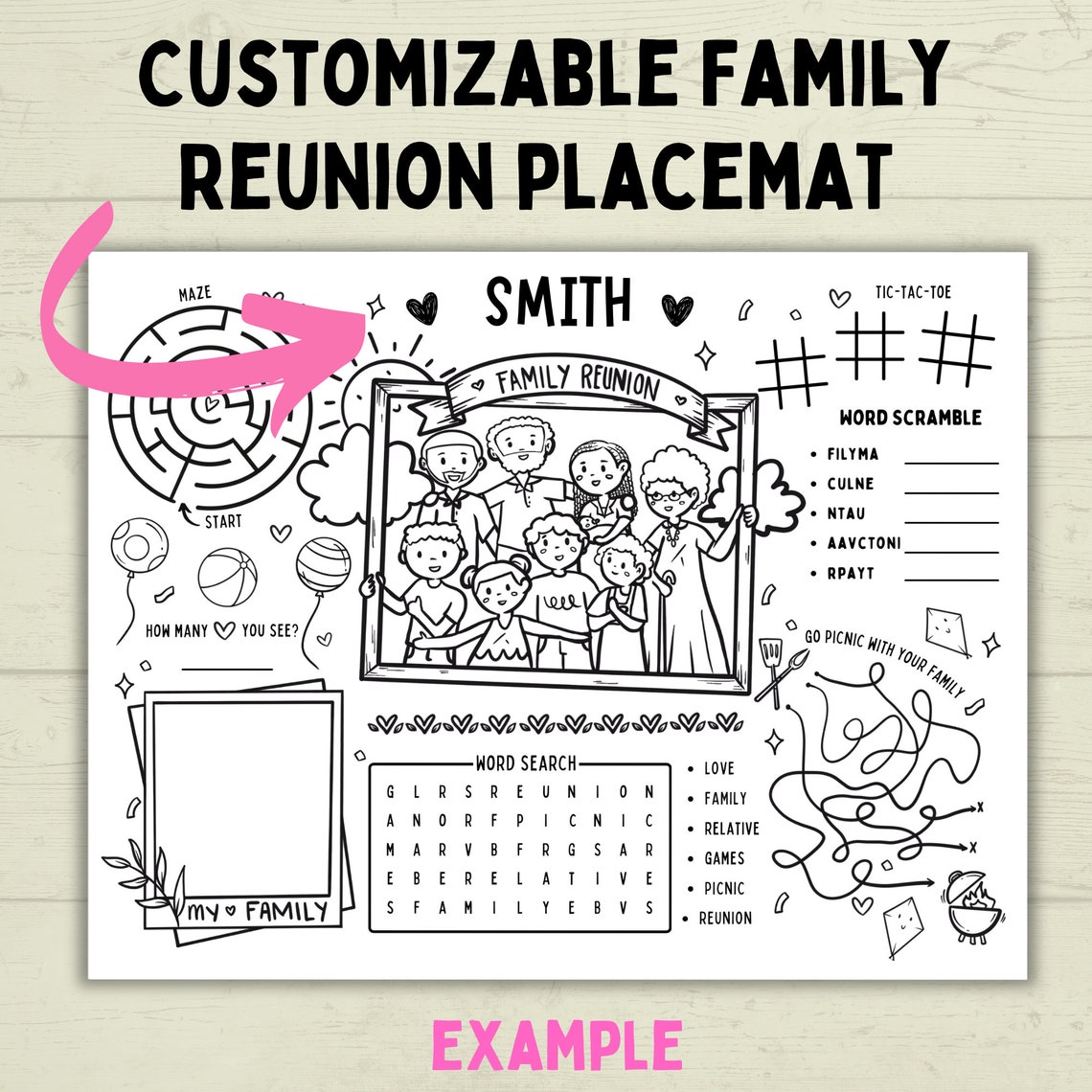 Family Reunion Activity Sheet Editable Template | Family Reunion ...
