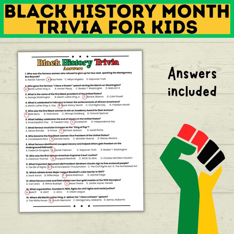 Black History Trivia | Printable Black History Month Games | Black ...