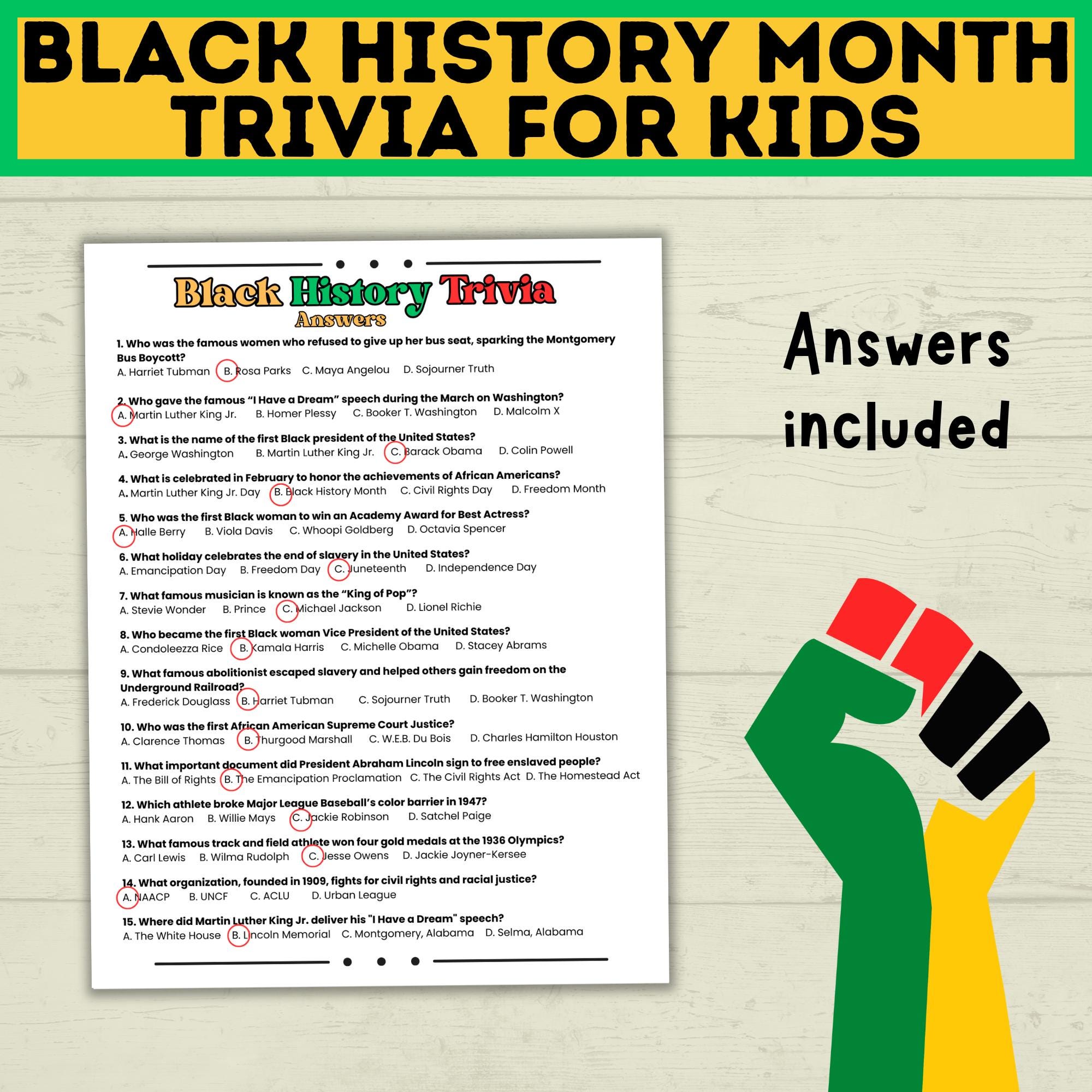 Black History Trivia | Printable Black History Month Games | Black History Quiz | Black History ...