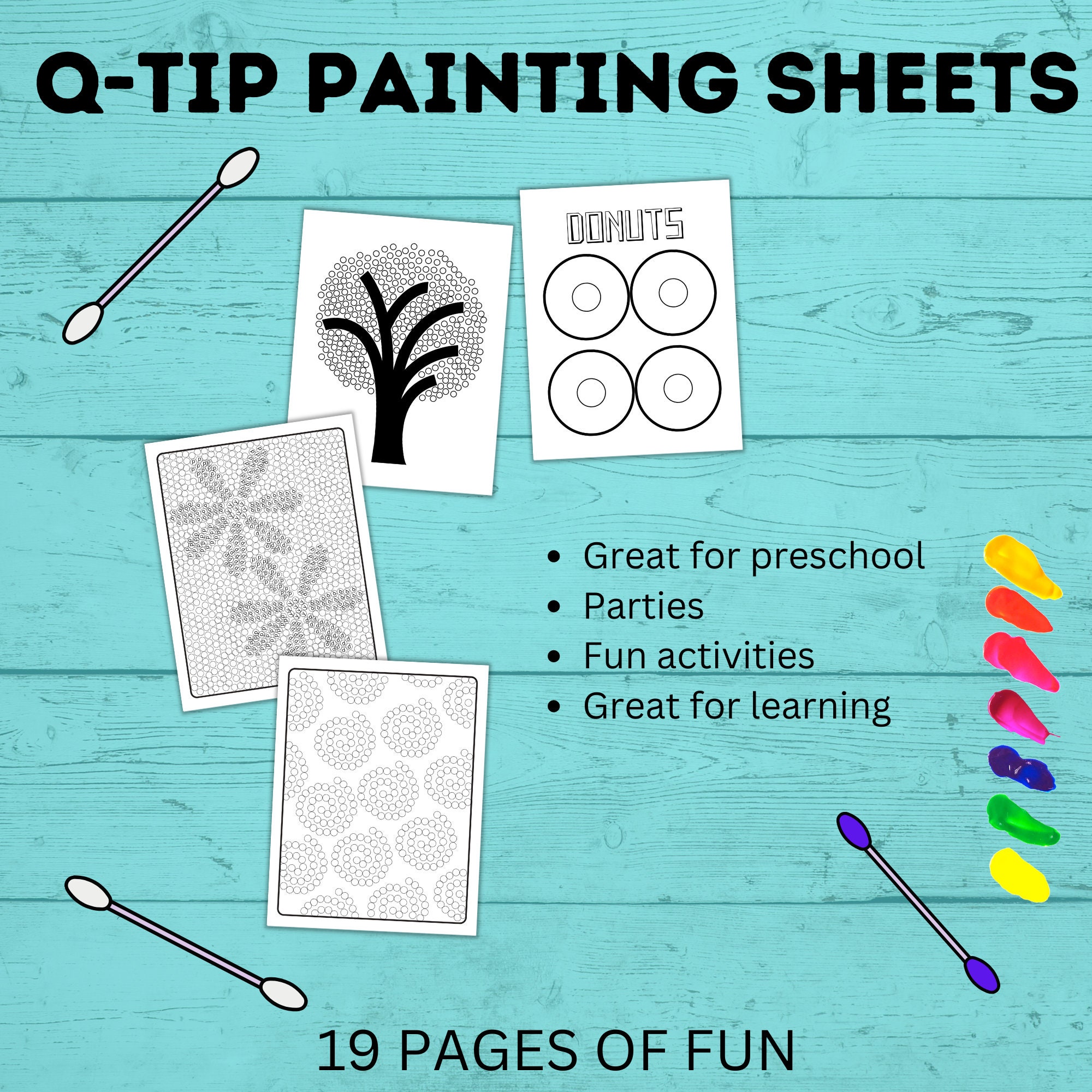 Qtip Painting | Qtip Printable | Painting With Kids Craft | Preschool ...