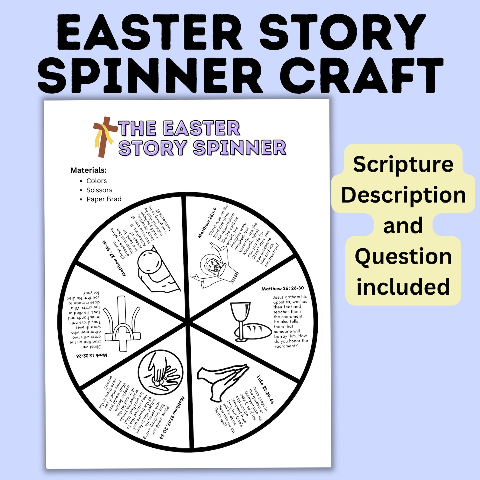 Easter Story Spinner Craft, Easter Wheel Craft, Sunday School Craft ...