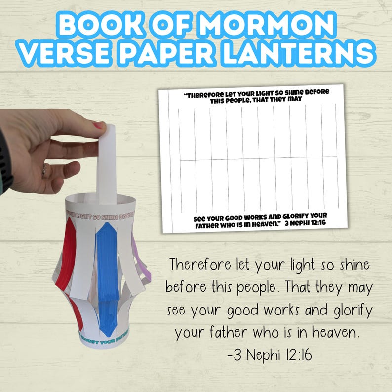 Paper Lantern Template for Kids, Book of Mormon Verse Craft, Sunday ...