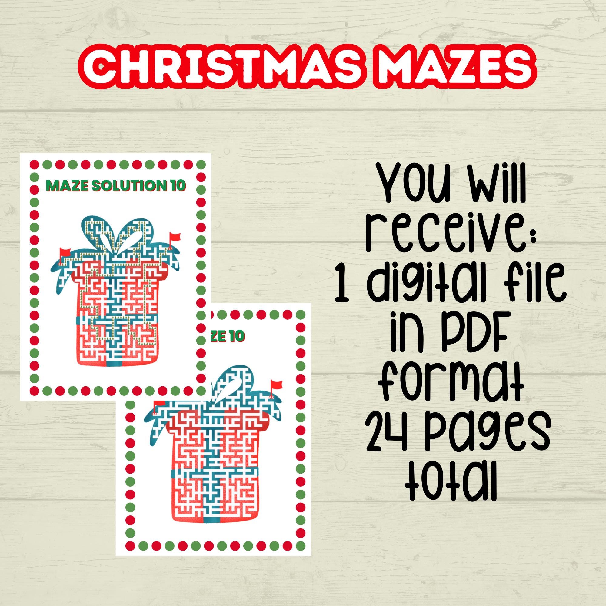 Printable Christmas Mazes for Kids and Classroom, Party Game, Holiday ...