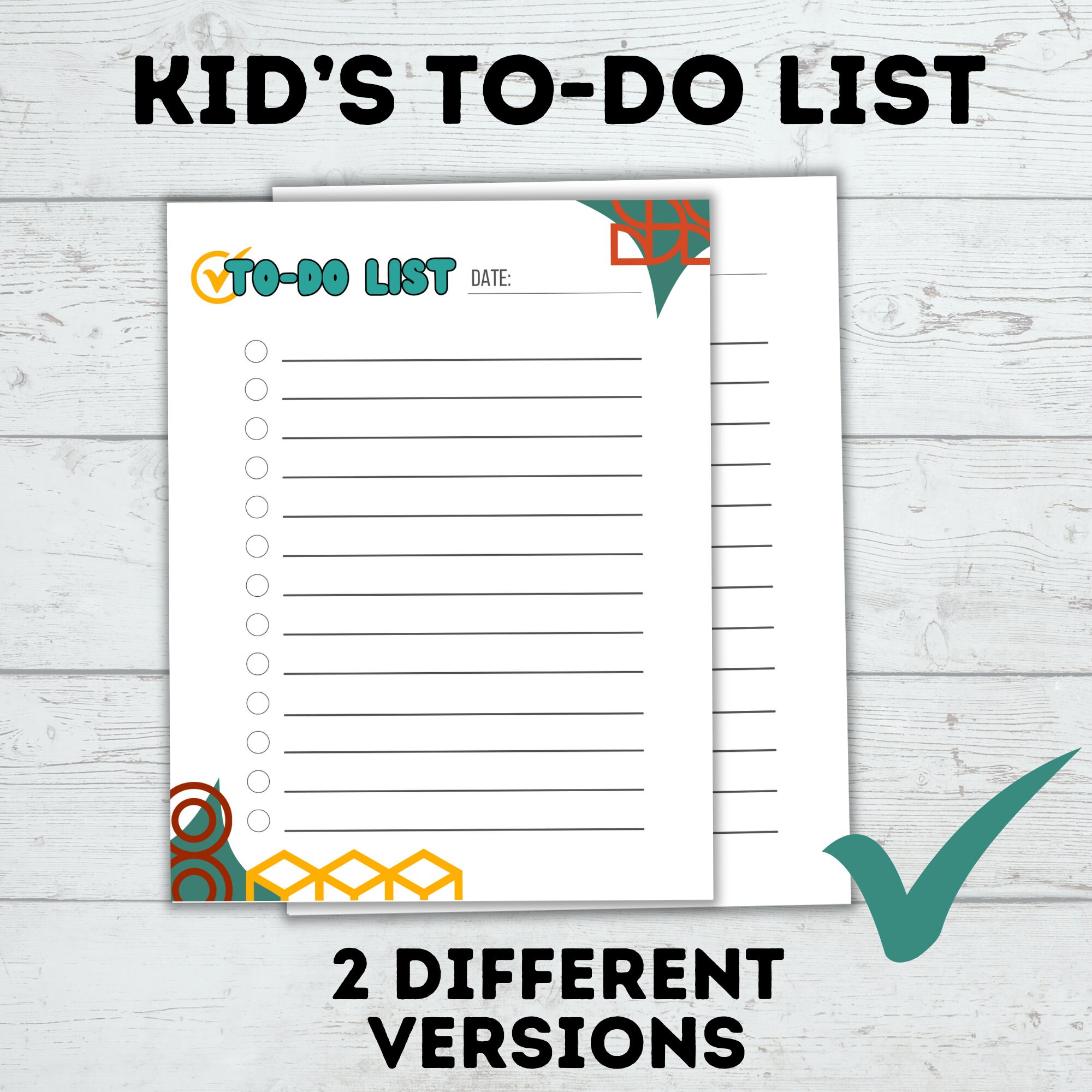 Kid's To-do List and Checklist | Digital Download | Simple Kid's ...