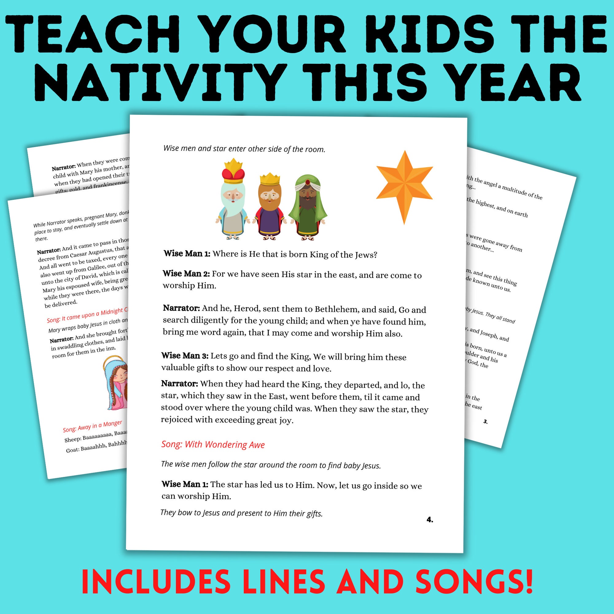 The Nativity Scene for Kids | the Nativity Skit | Nativity Script | Act ...