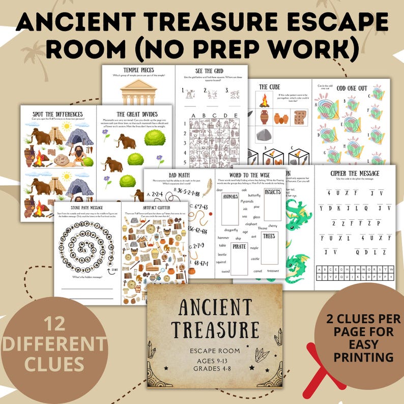 Ancient Treasure Escape Room for Kids Ages 9-13 No Prep Work | Kids ...