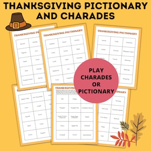 Thanksgiving Pictionary and Charades for Kids and Family | Thanksgiving ...