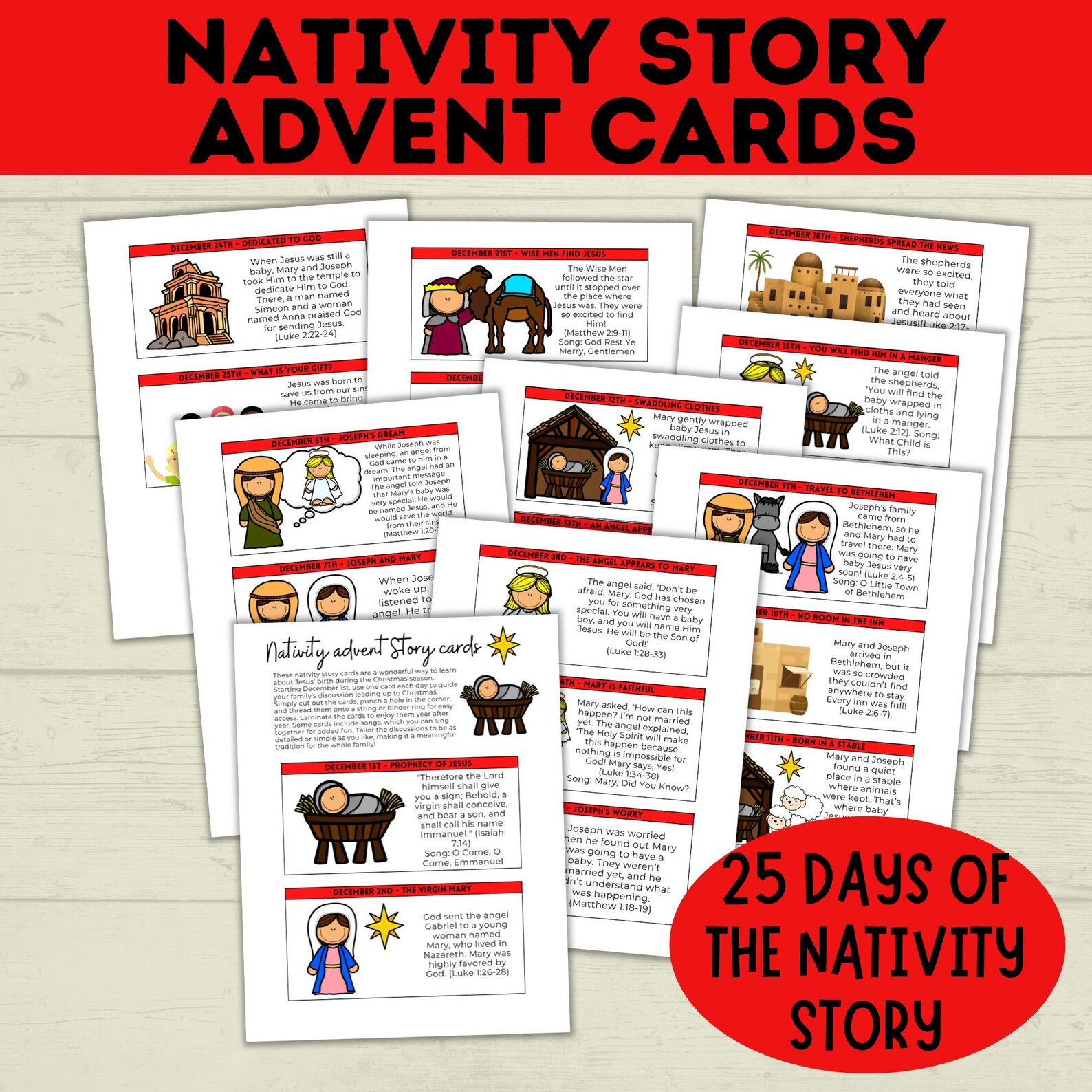 Kids Advent Calendar | Nativity Story Cards | Kids Advent Calendar ...