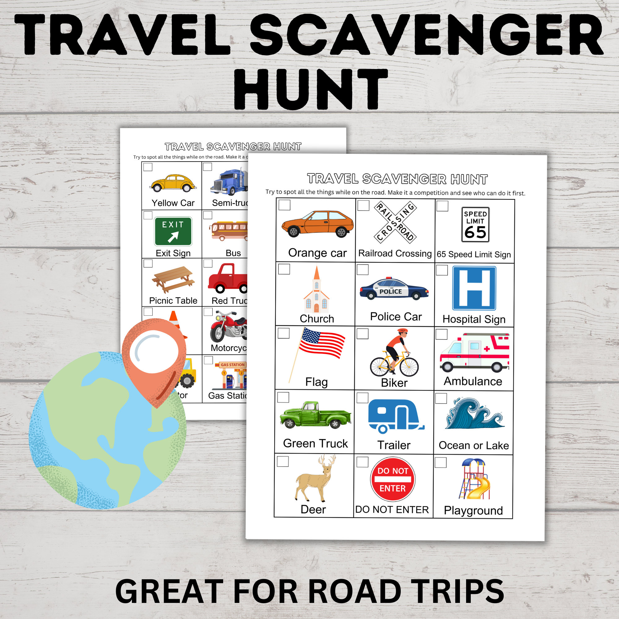 Travel Games | Car Scavenger Hunt | Travel Bingo | Travel Game | Road ...