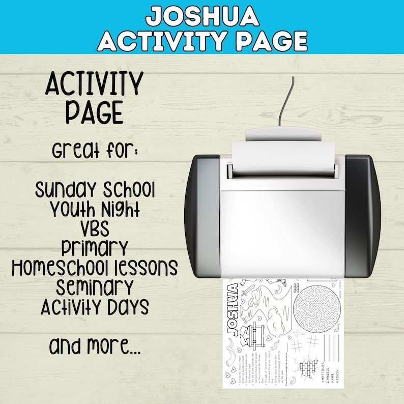 Joshua Kids Bible Character Activity Page, Coloring Sunday School ...