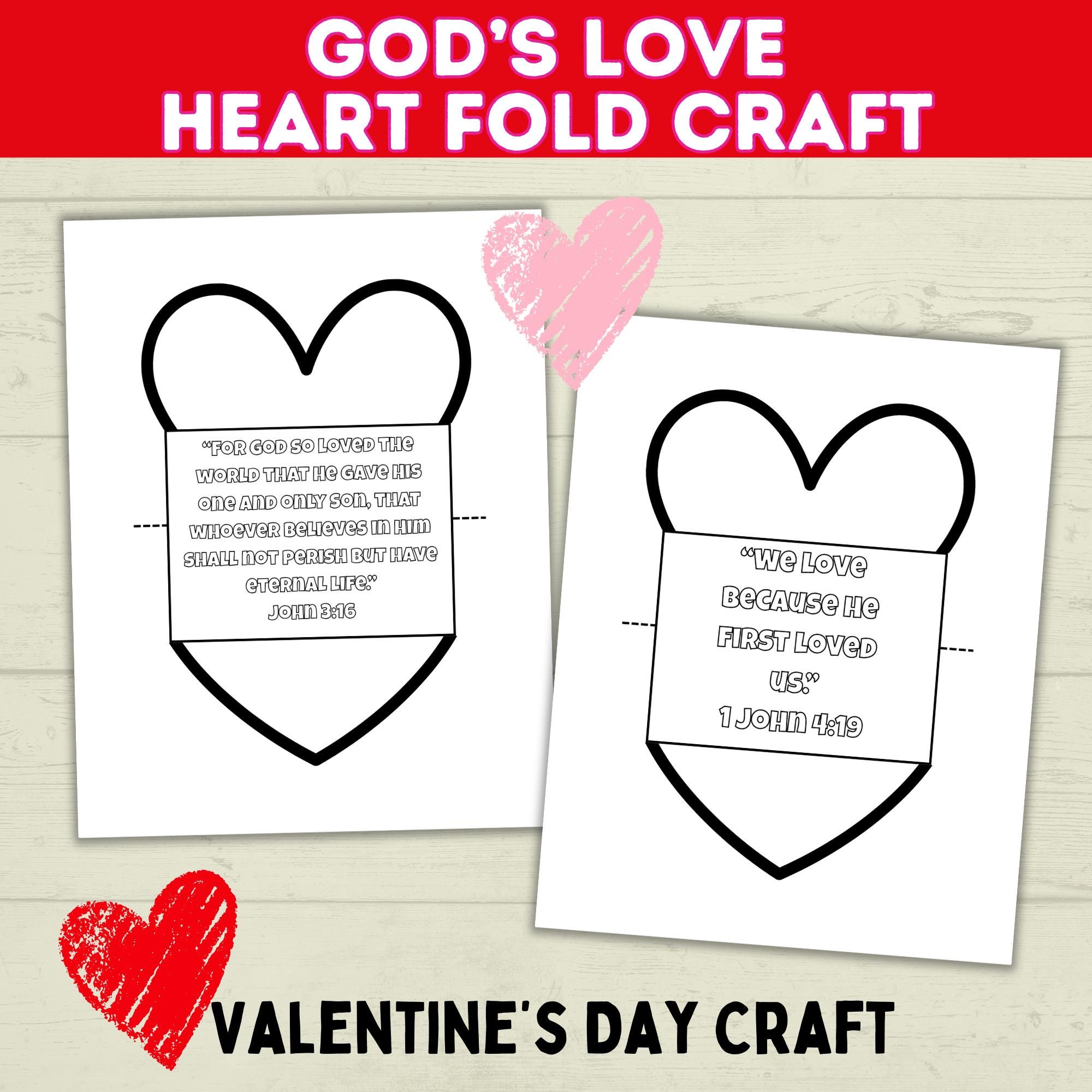 Sunday School Heart Craft for Kids, Christian Bible Verse Printable ...