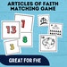 Articles of Faith Matching Game for Families | FHE Game | Articles of ...