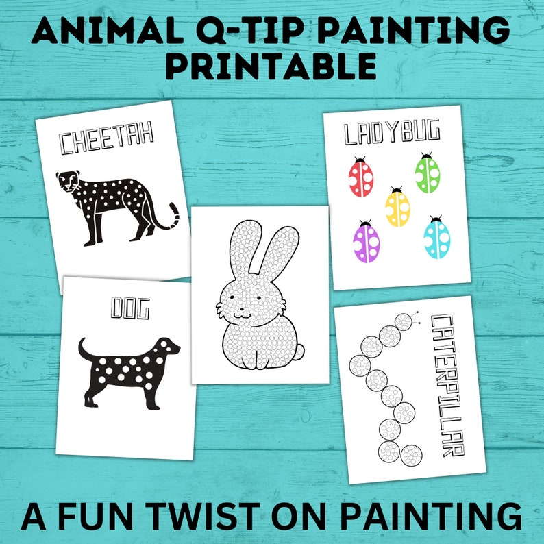 Animal Craft Kit, Q-tip Painting Printable, Painting Craft, Toddler ...