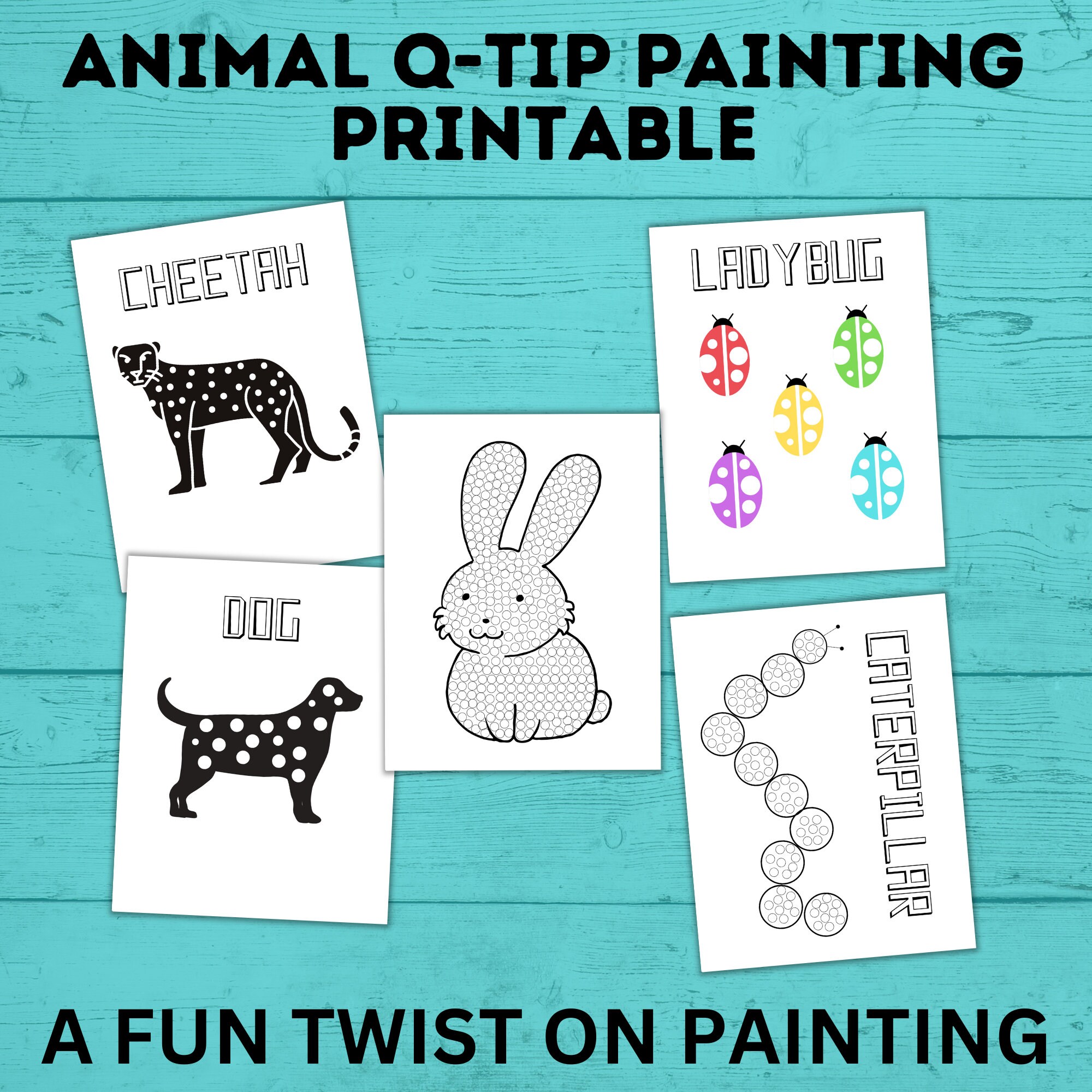 Animal Q-tip Painting Printable | Animal Craft | Animal Printable ...