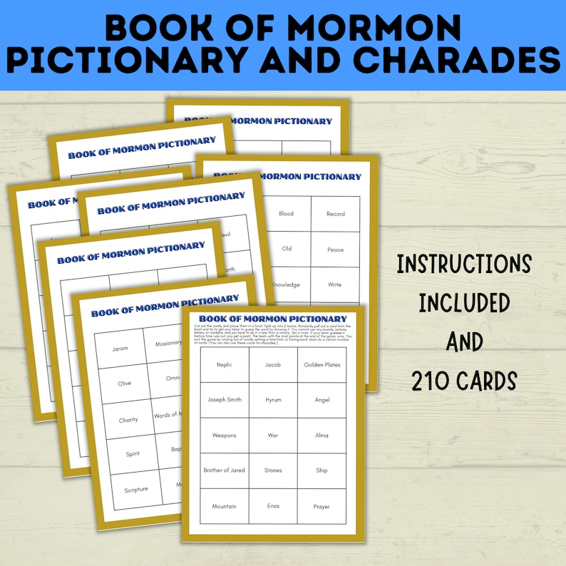 Book of Mormon Pictionary and Charades | Book of Mormon Games | Youth ...