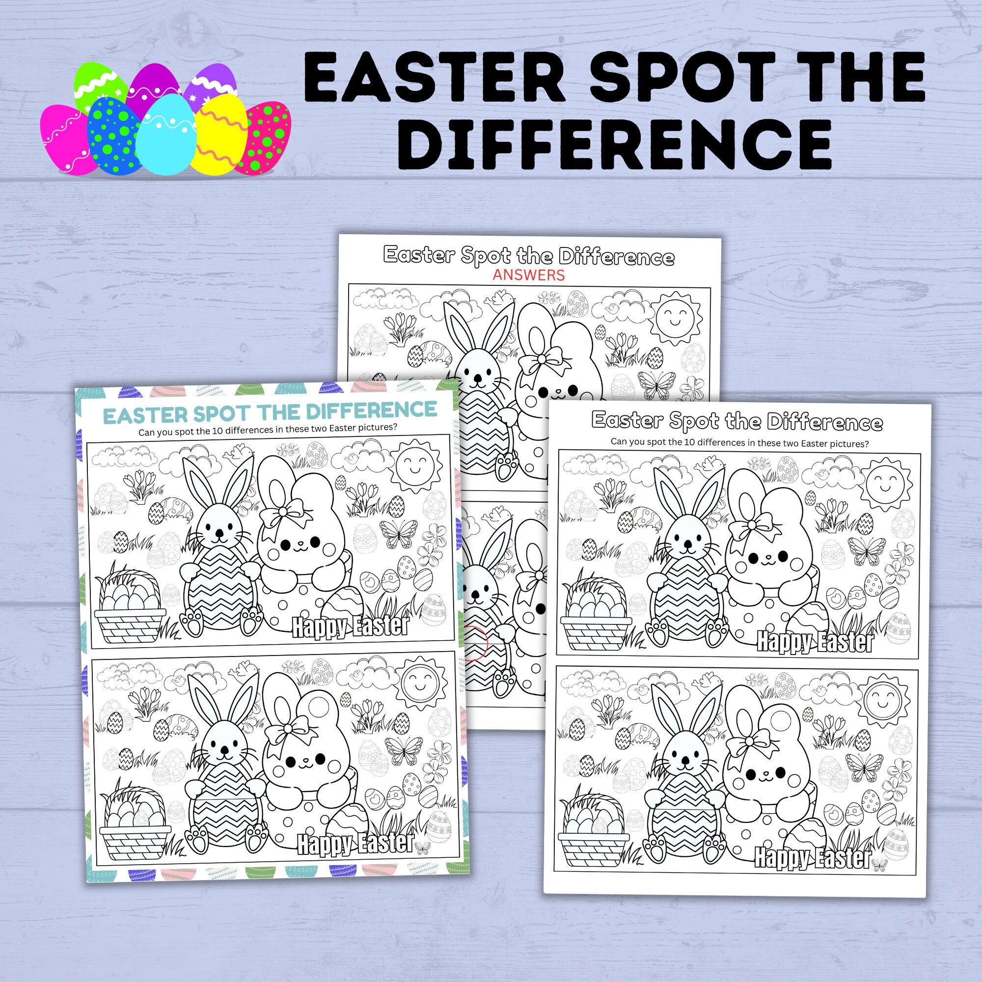 Easter Spot the Difference for Kids Easter Activities for Kids Kids ...